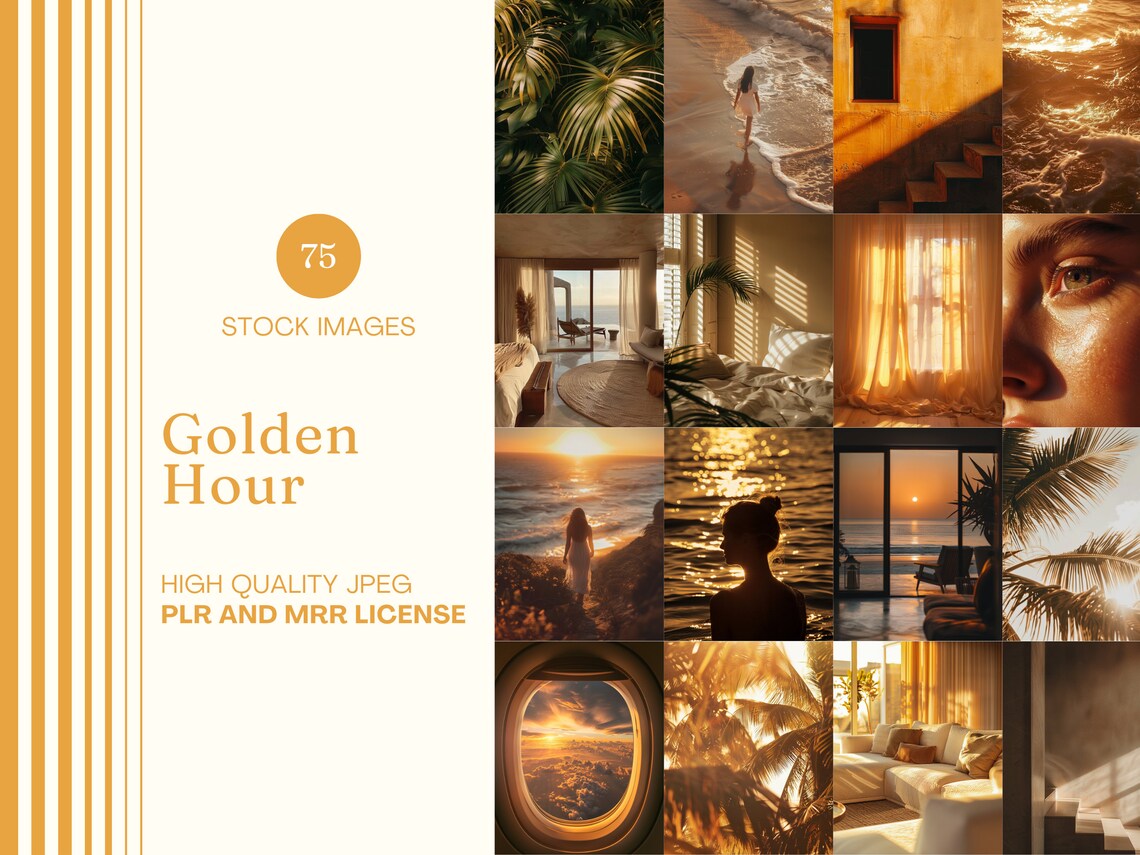 Golden Hour Stock Photo MRR PLR Summer Instagram Reel Cover Beach Aesthetic Stock Image Sunset ...