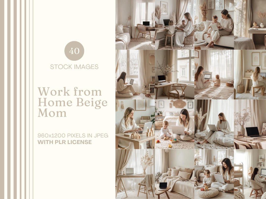 Work From Home Mom Stock Photo Bundle Motherhood Stock Image Beige ...