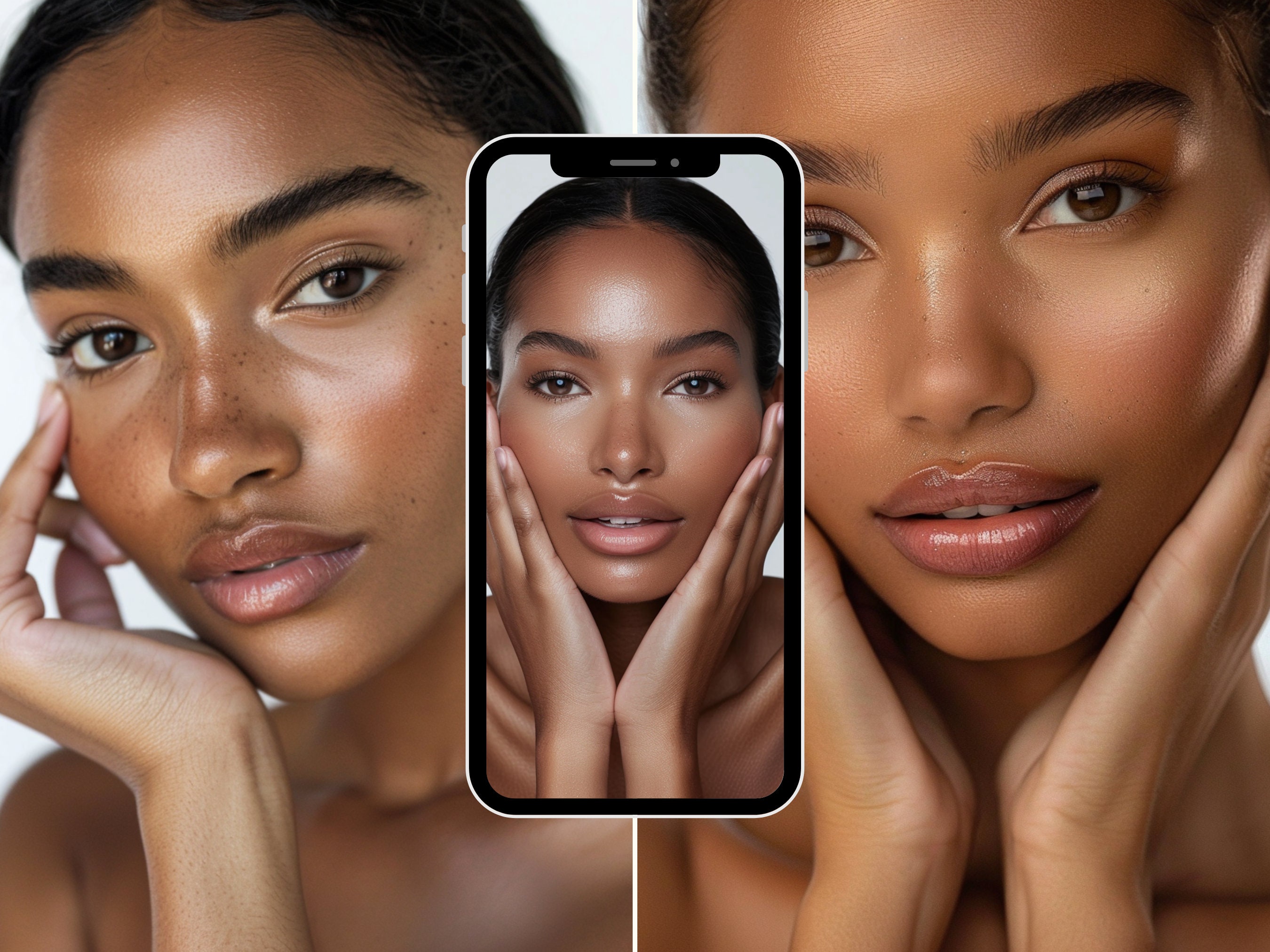 Melanin Beauty Stock Photo Esthetician Post Skincare Image MRR PLR Female Model Stock Photo ...