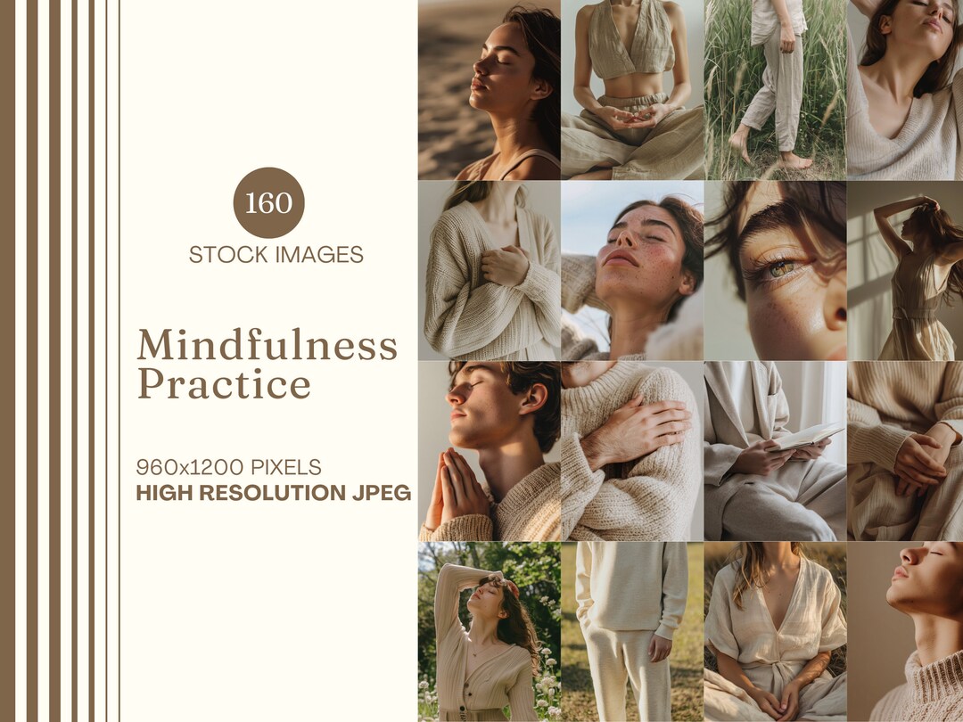 Mindfulness Practice Stock Photo Bundle Wellness Stock Image Meditation ...