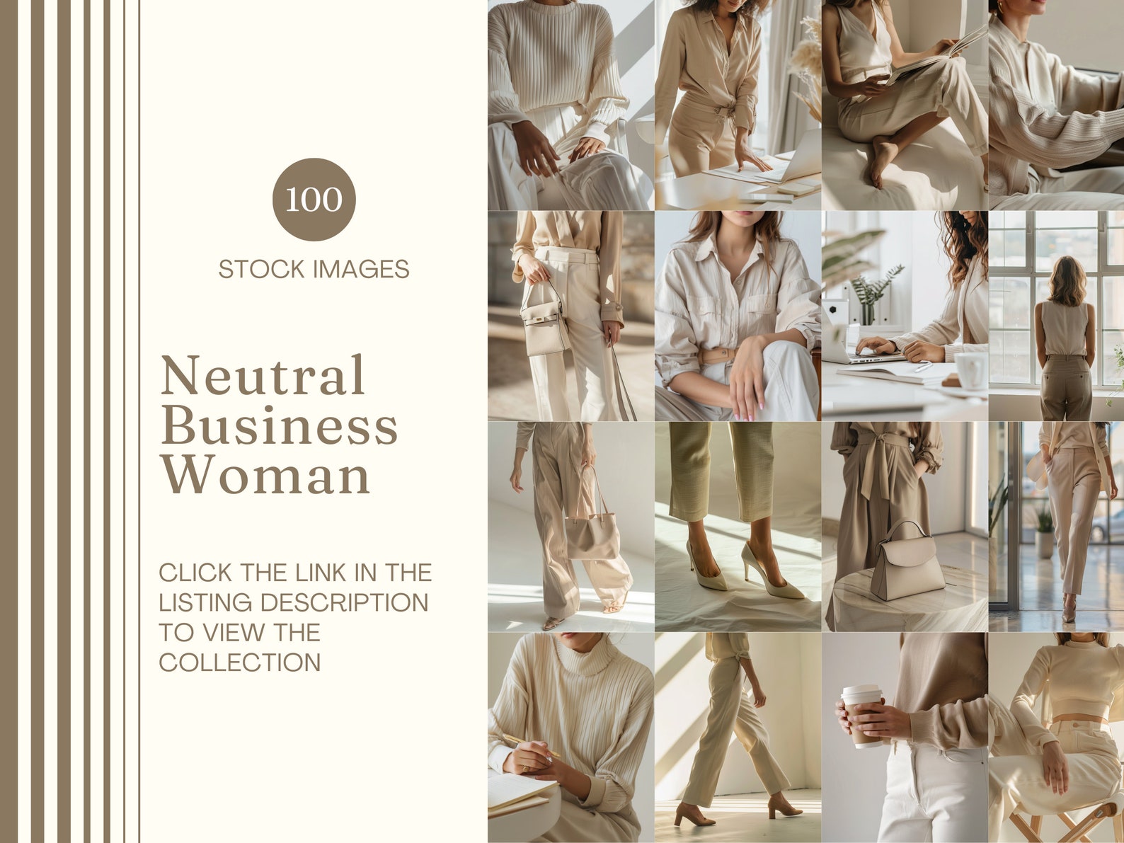 Neutral and Beige Aesthetic Stock Photo Bundle Minimalistic Business ...