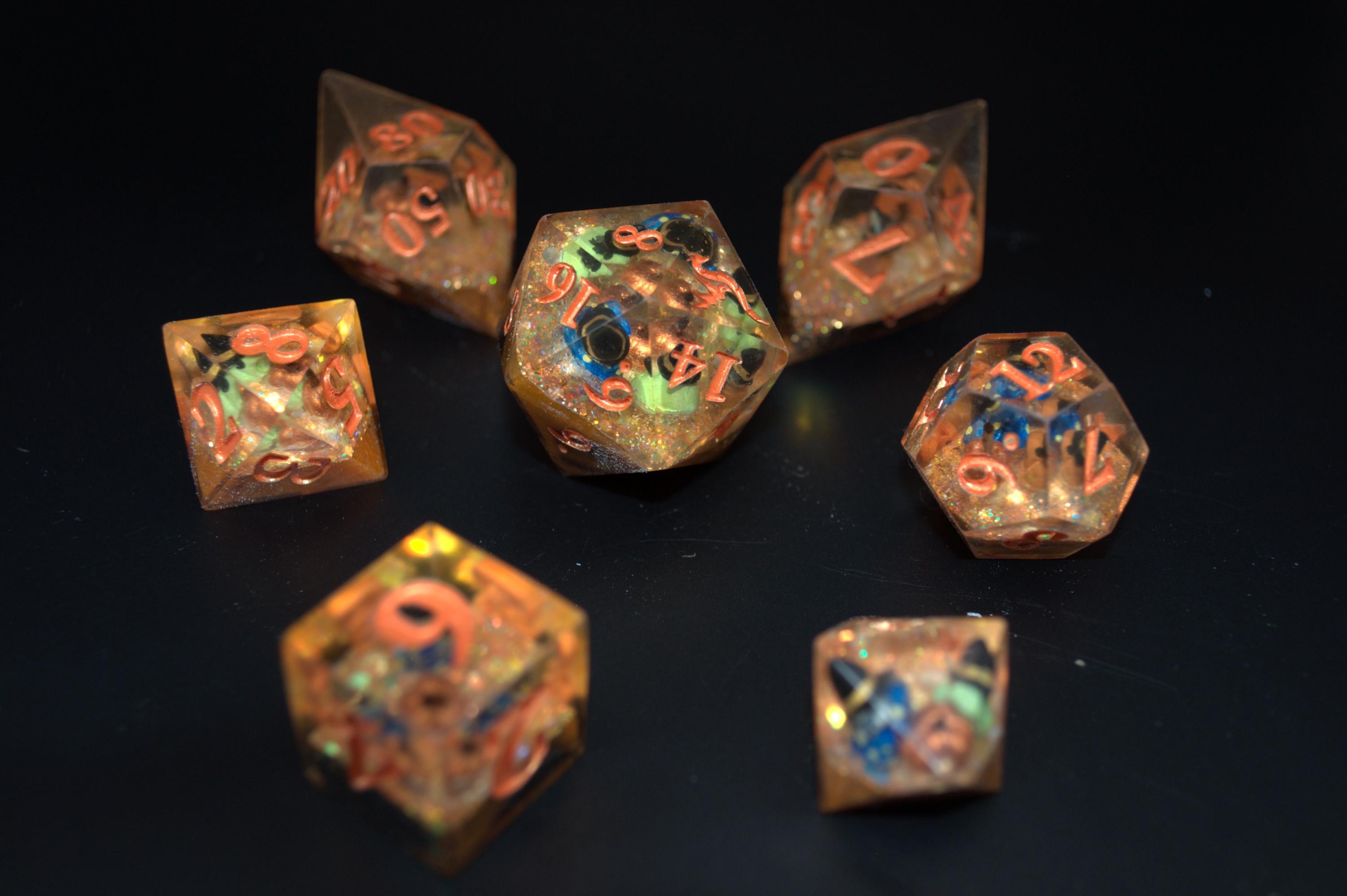 Halloween Frogs and Pumpkin Caldron Dice 7pc Dnd Dice Set - Etsy