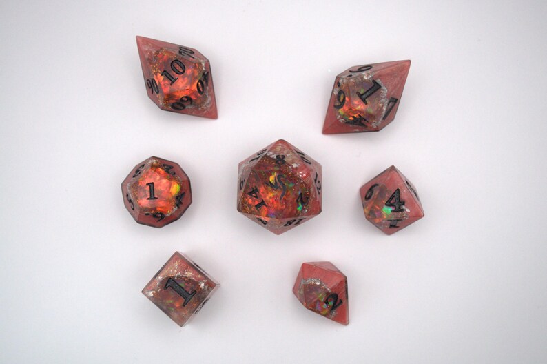 Fire and Lava Geode Dice 7pc Dnd Dice Set - Etsy