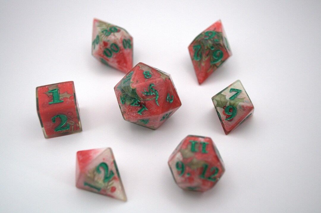 Boughs of Holly Christmas Dice 7pc Dnd Dice Set - Etsy