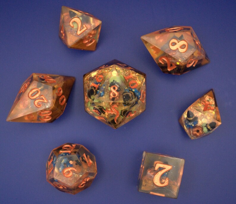 Halloween Frogs and Pumpkin Caldron Dice 7pc Dnd Dice Set - Etsy