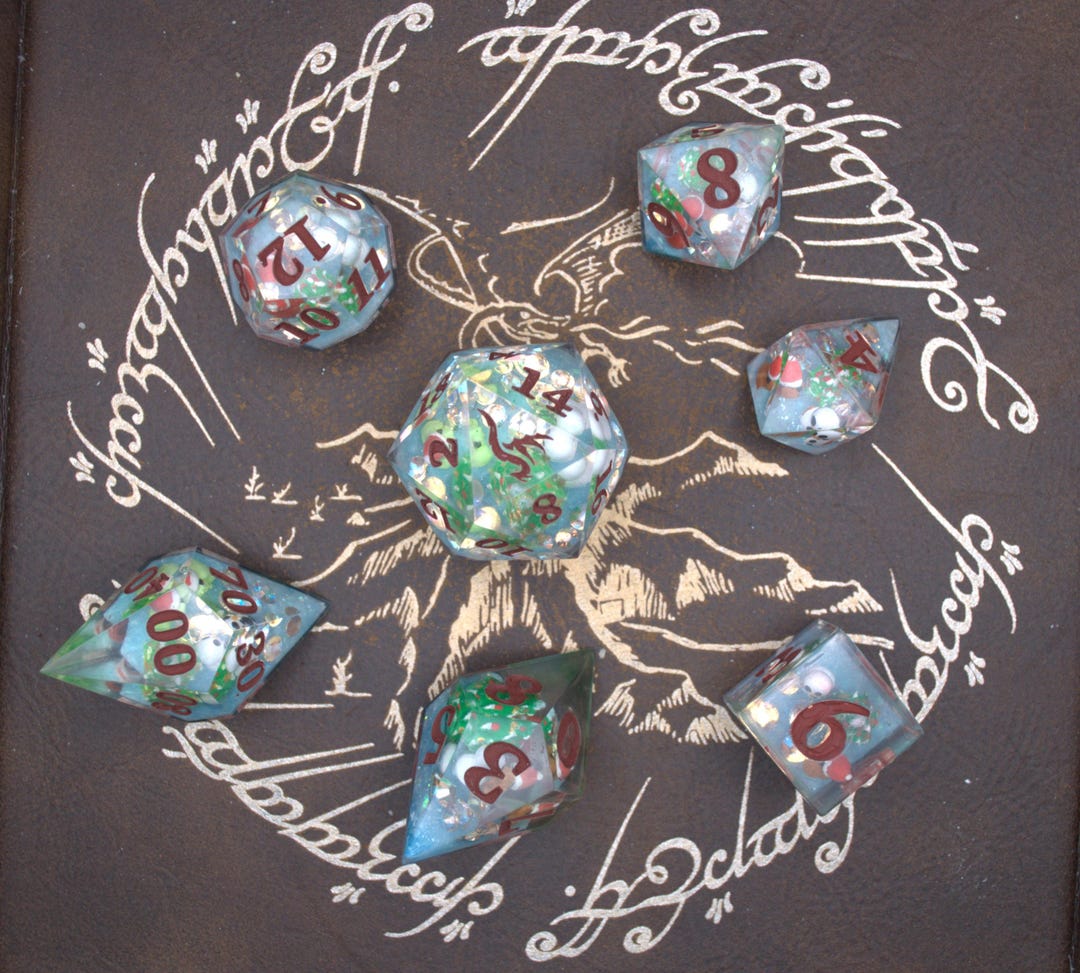 Santa Frogs and Snowmen Holiday W/ Blue Base 7pc Dnd Dice Set - Etsy