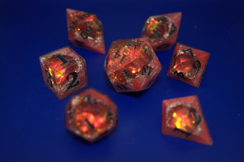 Fire and Lava Geode Dice 7pc Dnd Dice Set - Etsy