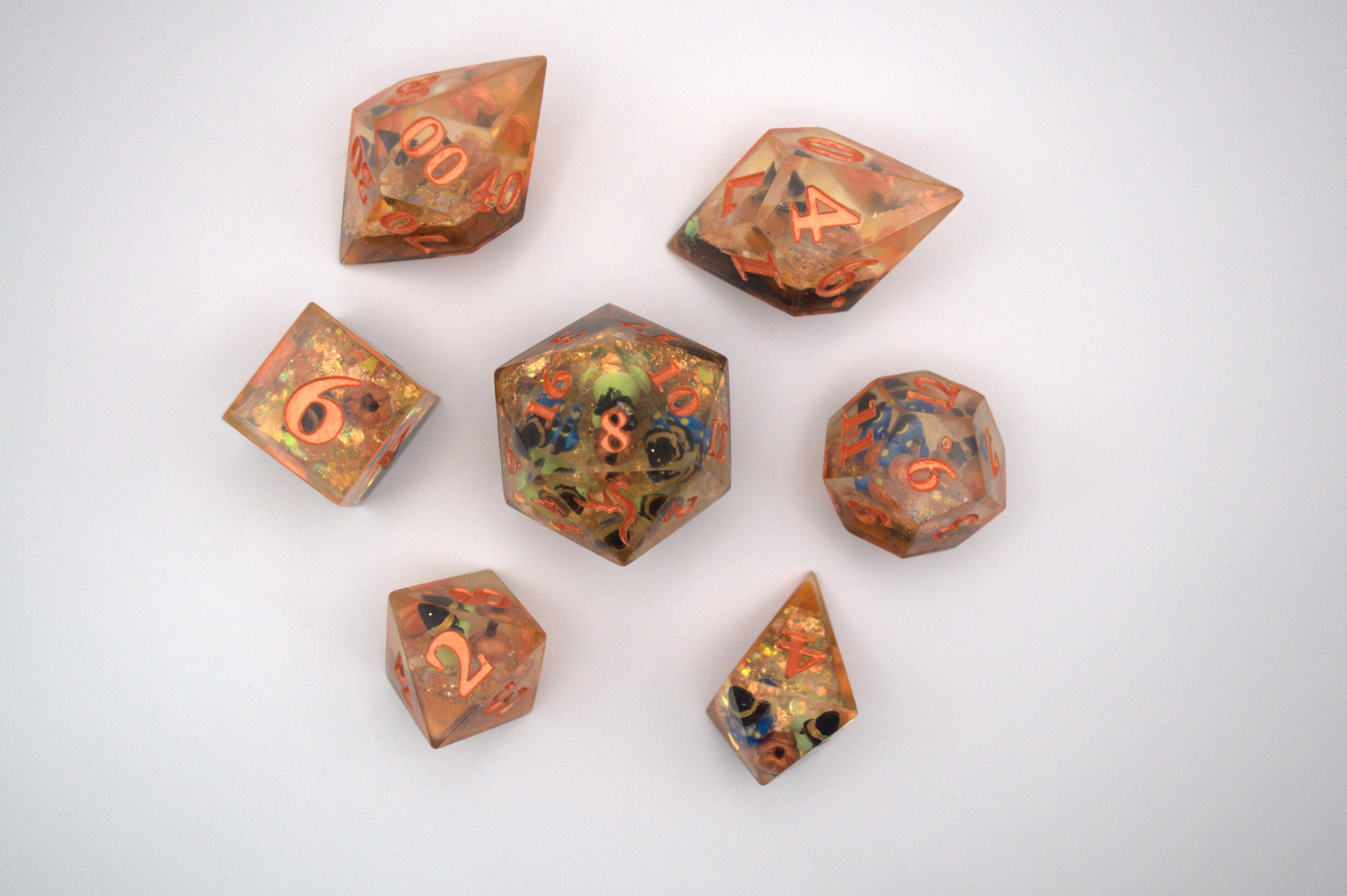 Halloween Frogs and Pumpkin Caldron Dice 7pc Dnd Dice Set - Etsy