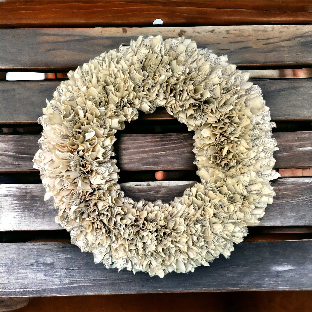16 Inch Book Page Wreath Indoor Wreath Christmas Holiday Winter Decor ...