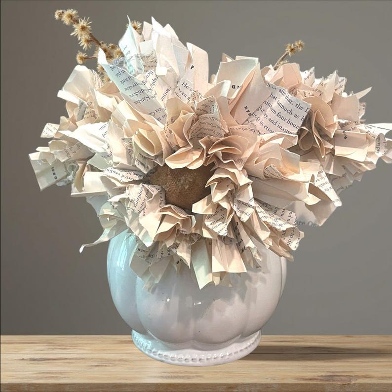 Large Paper Sunflowers Made From Book Pages Set of Two - Etsy
