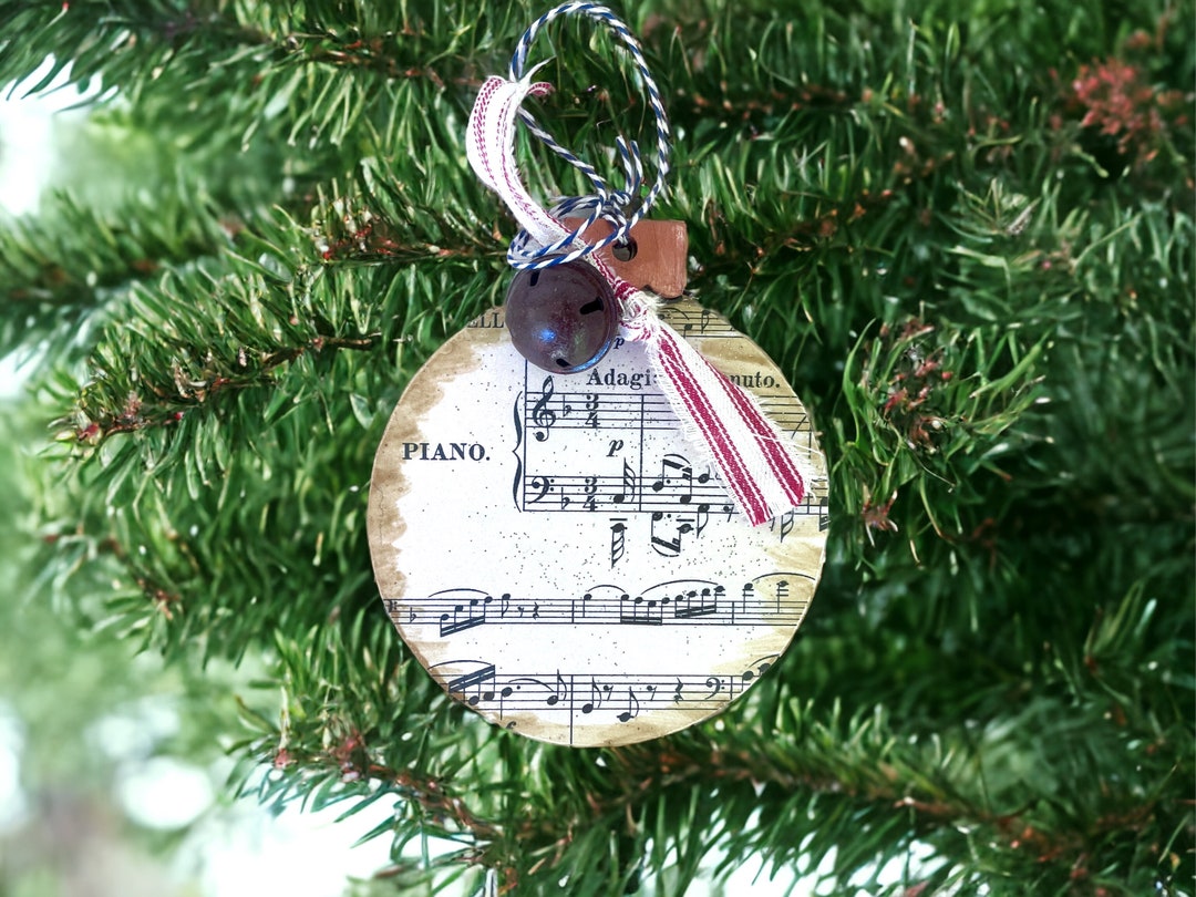 Sheet Music Christmas Ornaments Wooden Set of Two - Etsy