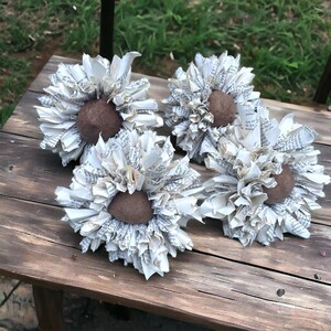 Large Paper Sunflowers Made From Book Pages Set of Two - Etsy