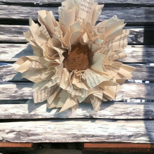 Large Paper Sunflowers Made From Book Pages Set of Two - Etsy