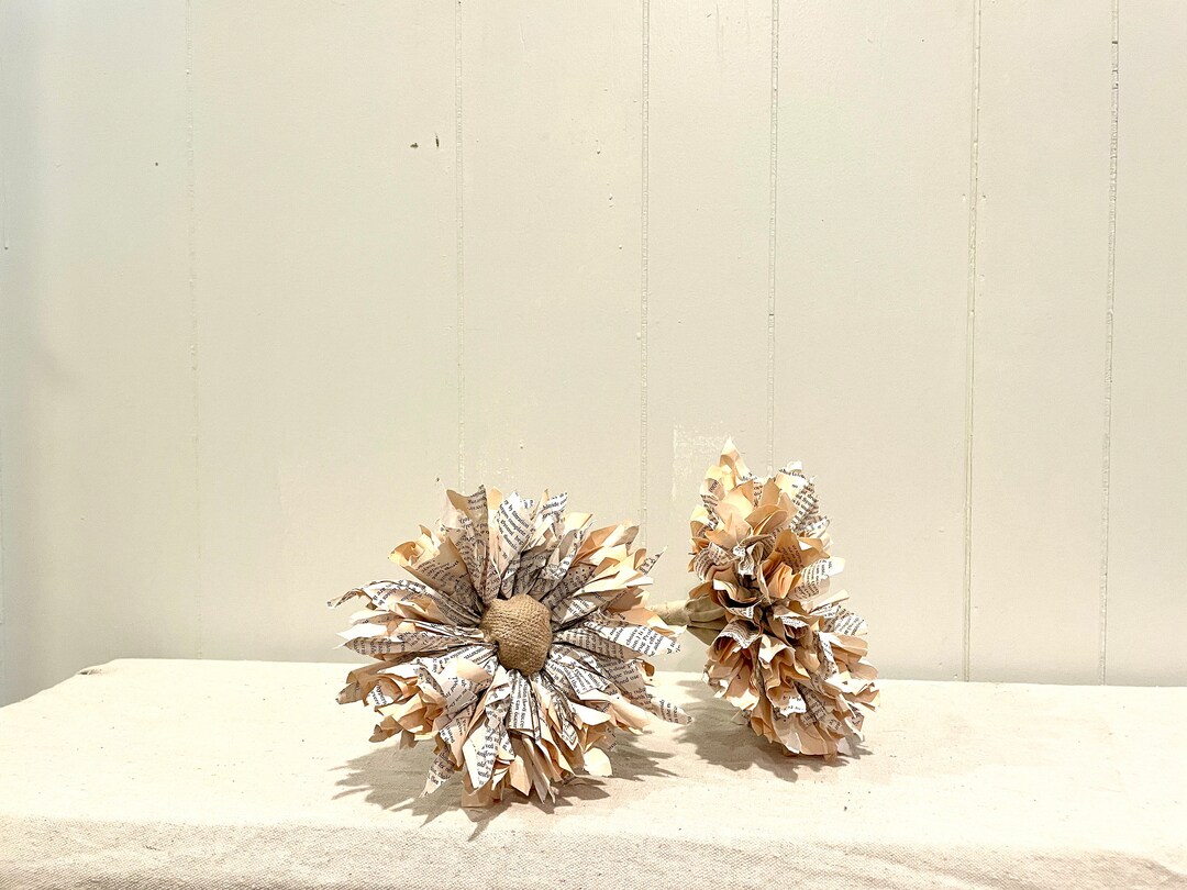 Large Paper Sunflowers Made From Book Pages Set of Two - Etsy