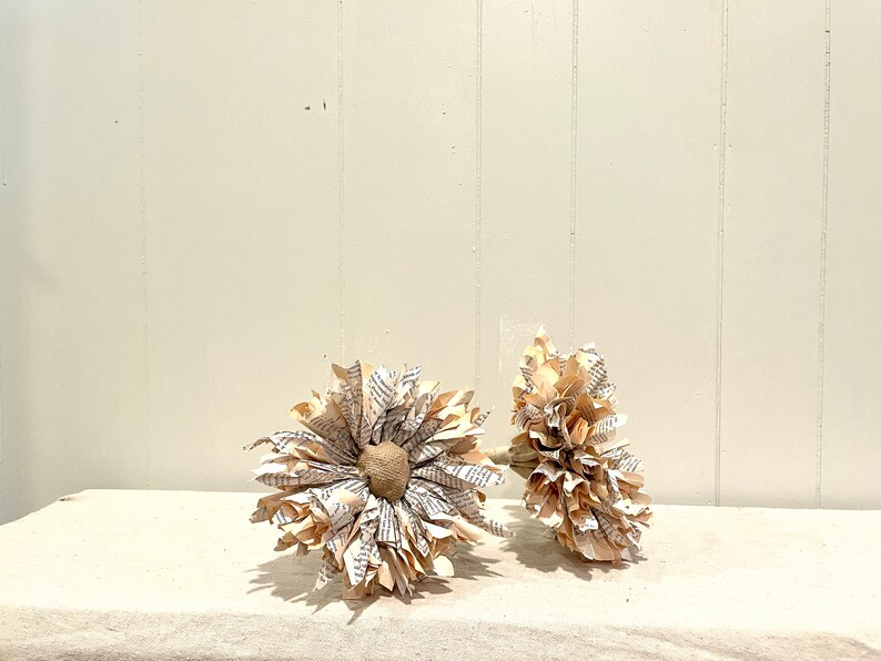 Large Paper Sunflowers Made From Book Pages Set of Two - Etsy