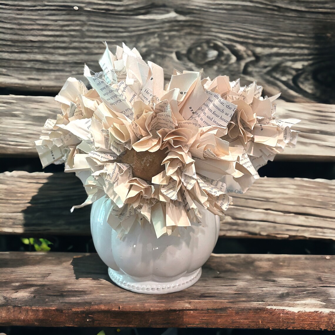 Large Paper Sunflowers Made From Book Pages Set of Two - Etsy