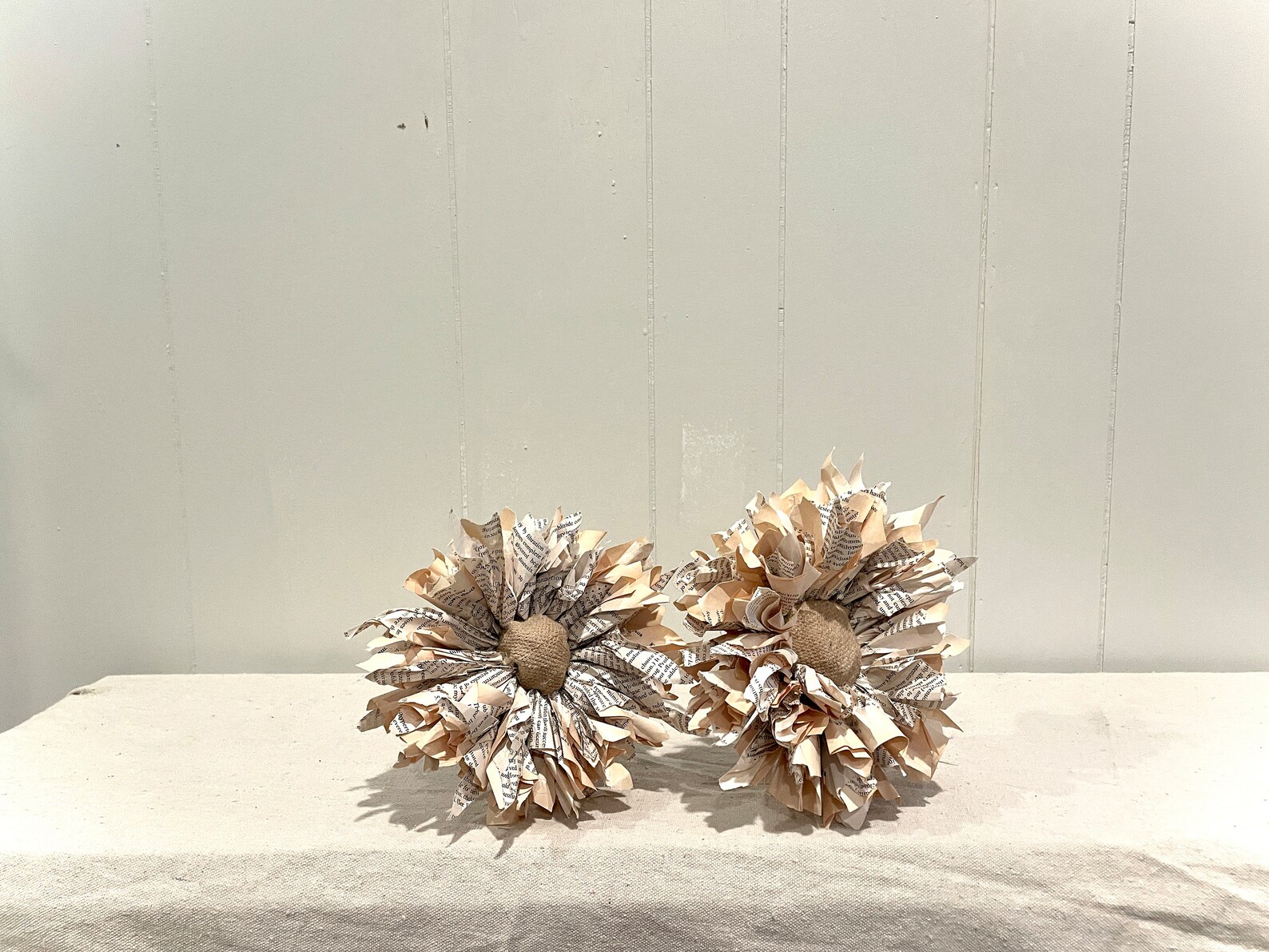 Large Paper Sunflowers Made From Book Pages Set of Two - Etsy