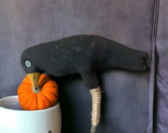 Primitive Stuffed Crow, Black Crow on a Stick,stuffed Rustic Crow ...