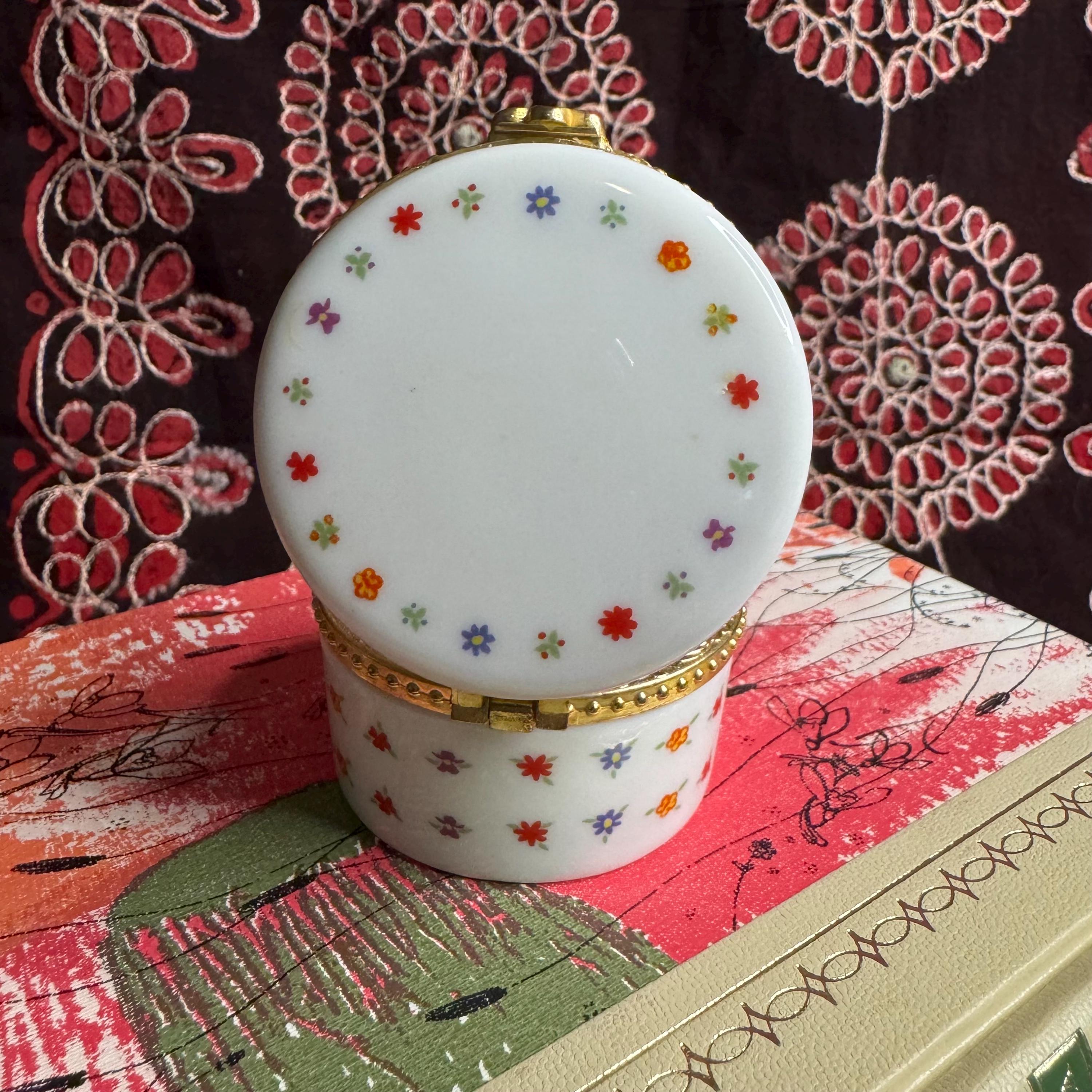 Floral Hinged Trinket Box With Gold Trim - Etsy