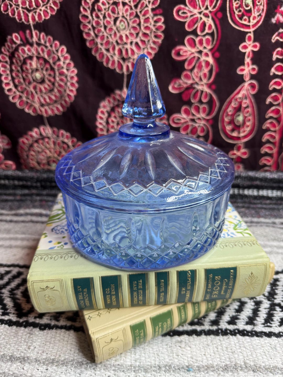 Vintage MCM Indiana Glass Princess Blue Candy Dish With Lid - Etsy