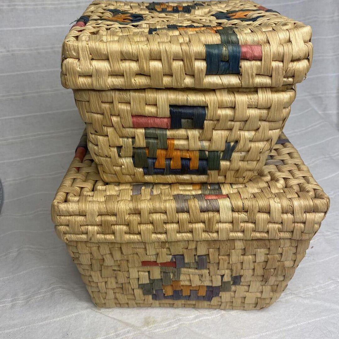Set of 2 Wicker Nesting Boxes - Etsy