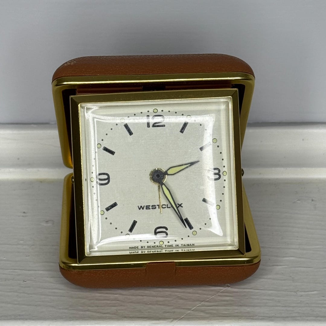 Vintage Westclox Travel Alarm Clock Working Clam Case Wind up Brown - Etsy