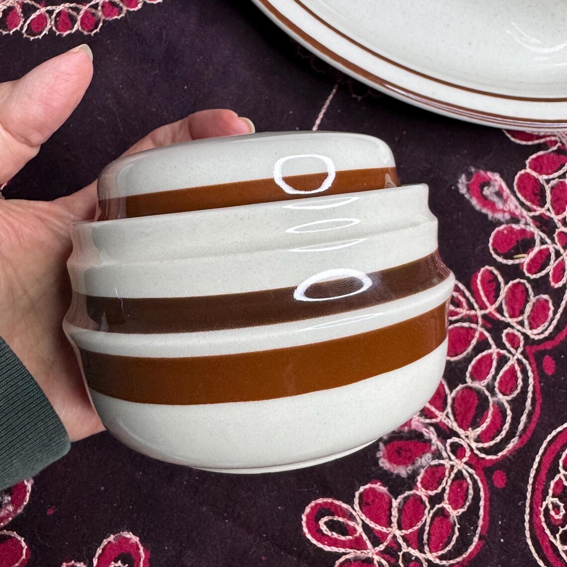Vintage MCM Large Stoneware Cream and Sugar Set With Tray Hearthside ...