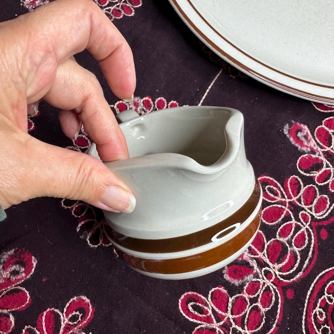 Vintage MCM Large Stoneware Cream and Sugar Set With Tray Hearthside ...