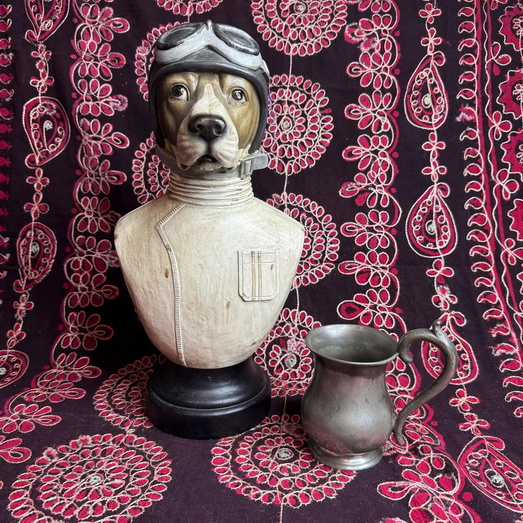 Pilot Dog Bust Statue Figurine Aviation Dog Goggles - Etsy