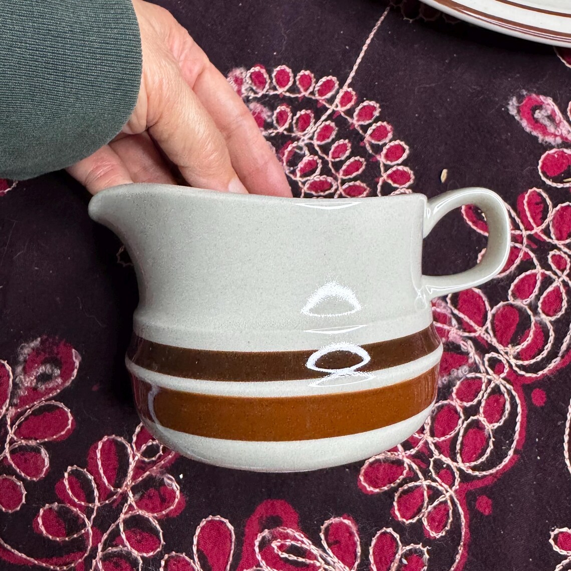 Vintage MCM Large Stoneware Cream and Sugar Set With Tray Hearthside ...