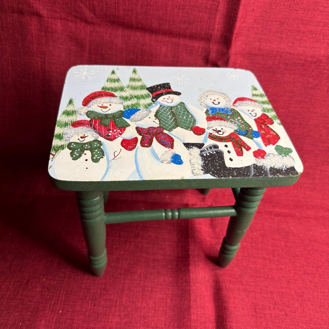 Snowman Family Christmas Little Wooden Stool Santa Milk and Cookies ...