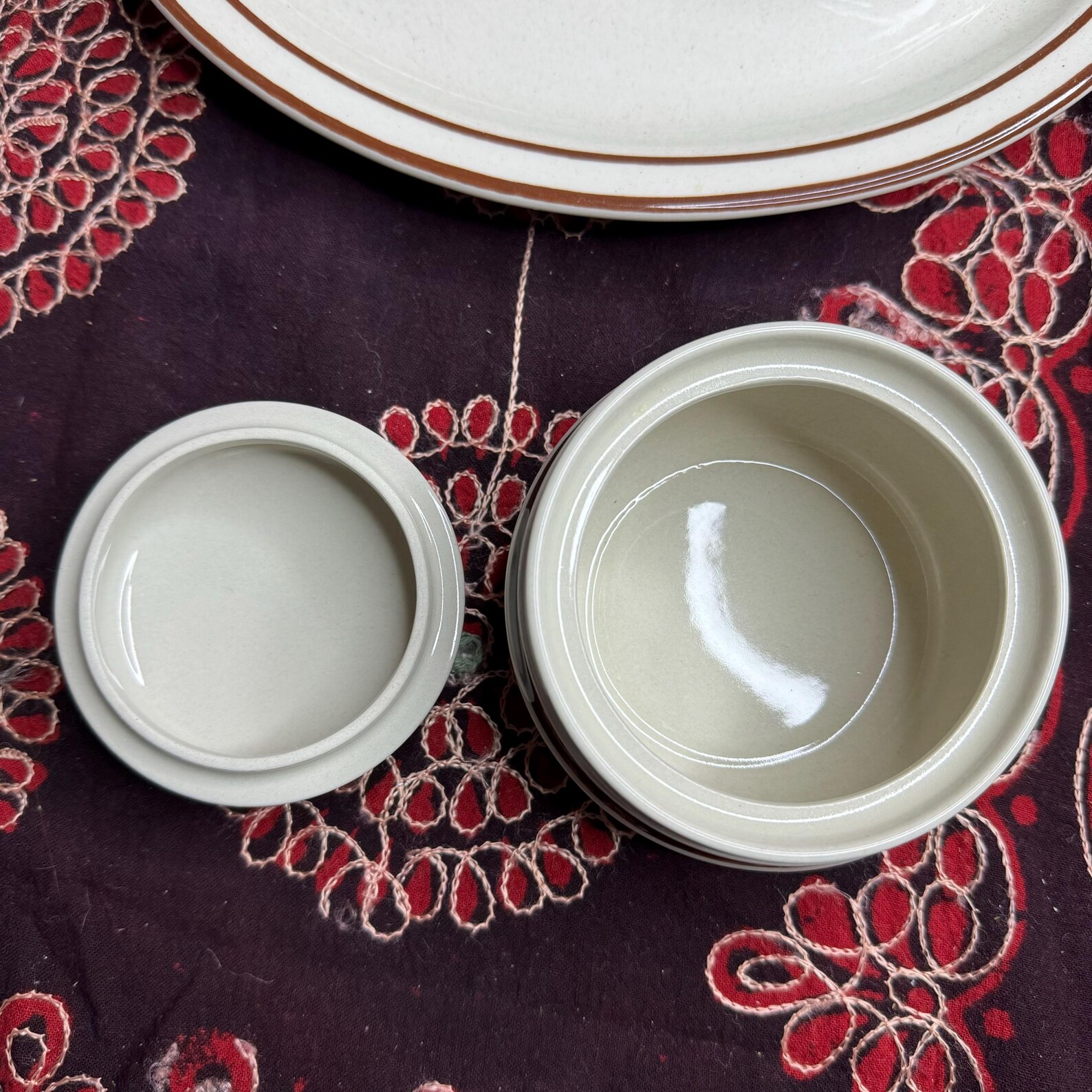 Vintage MCM Large Stoneware Cream and Sugar Set With Tray Hearthside ...