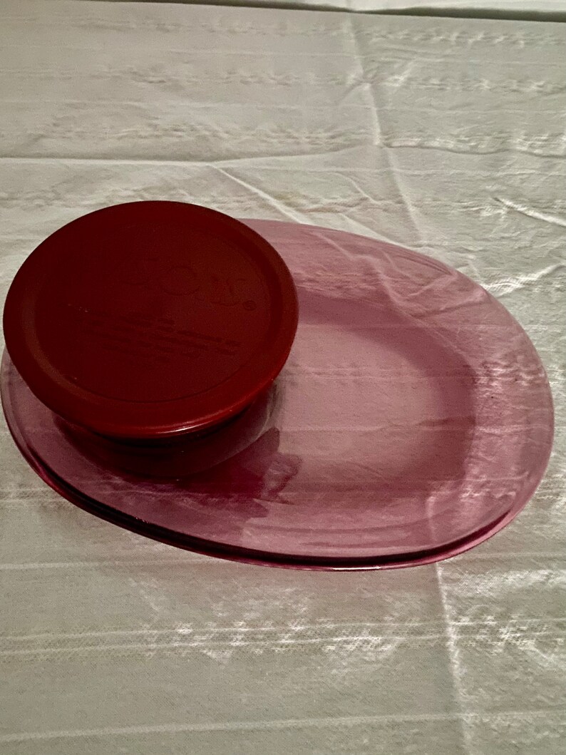 Corning Ware Visions Cranberry Glass Chip and Dip Bowl Set Complete - Etsy