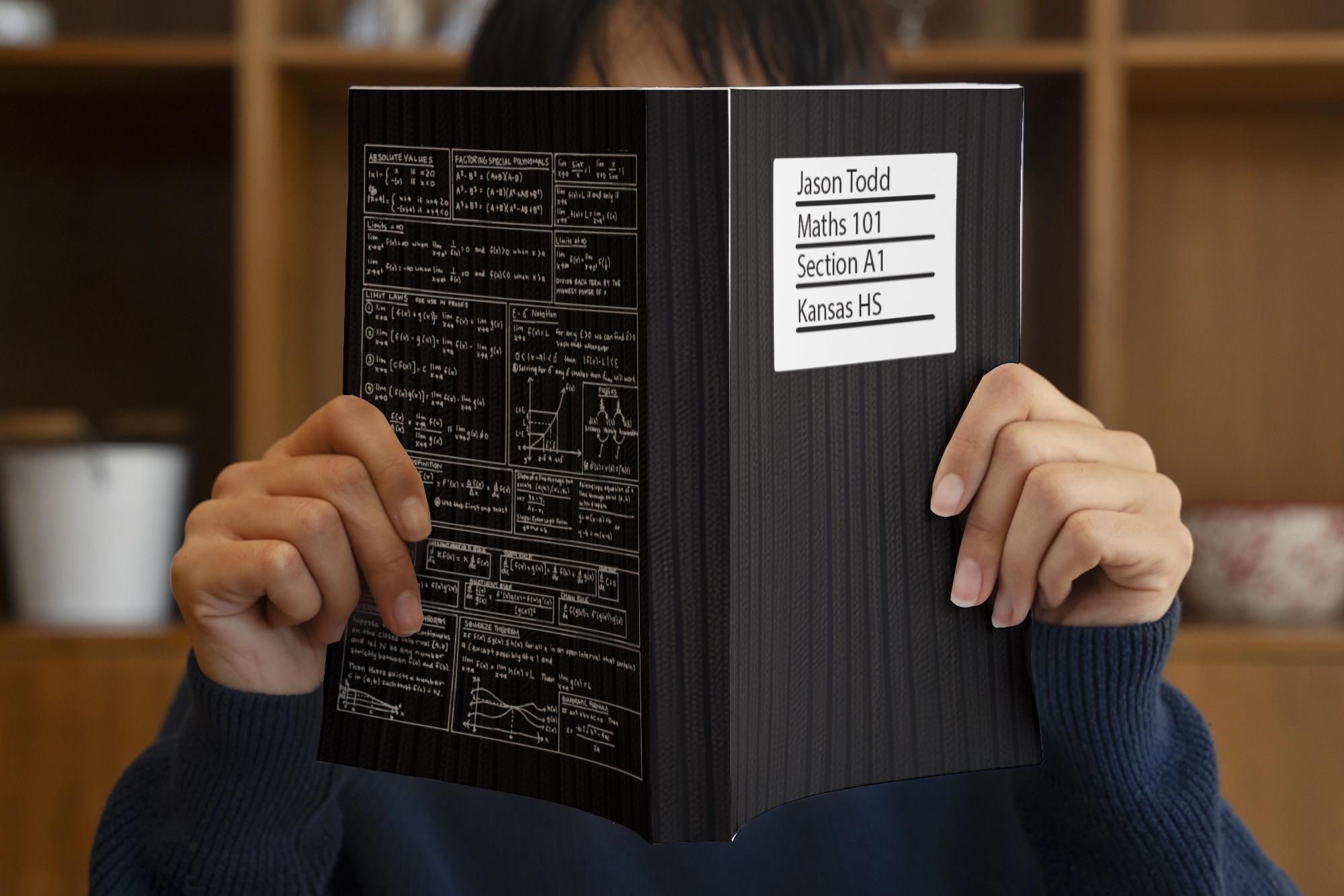 Dark Math Journal With Cheat Sheet, School Hard Cover Notebook ...
