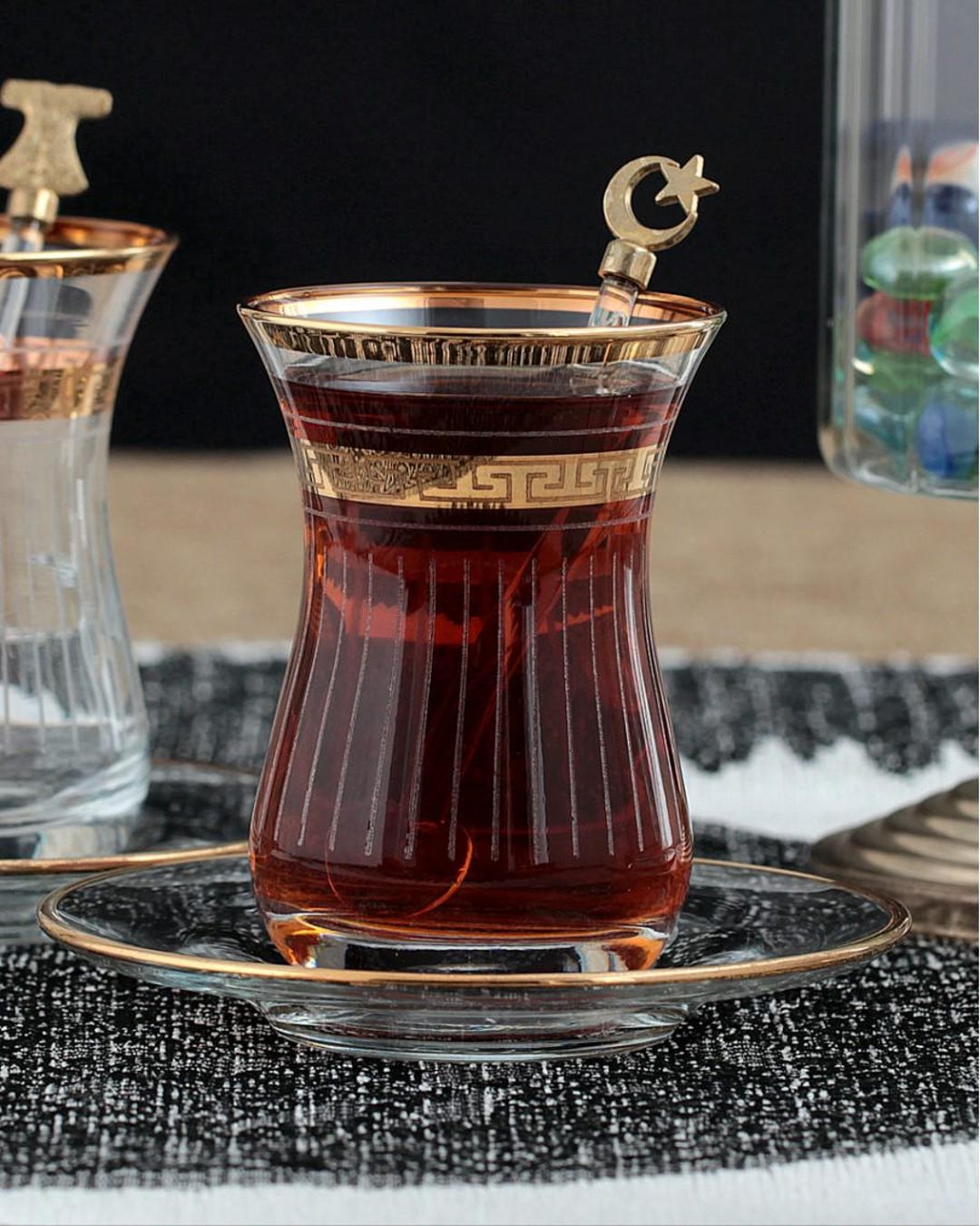 12 Pieces Turkish Tea Set (6 Cups + 6 Saucers) Tea Set - Versa Gold or ...