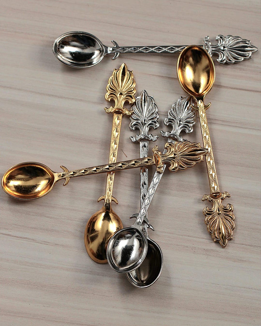 6 Pieces Metal Teaspoons Gold or Silver - Etsy