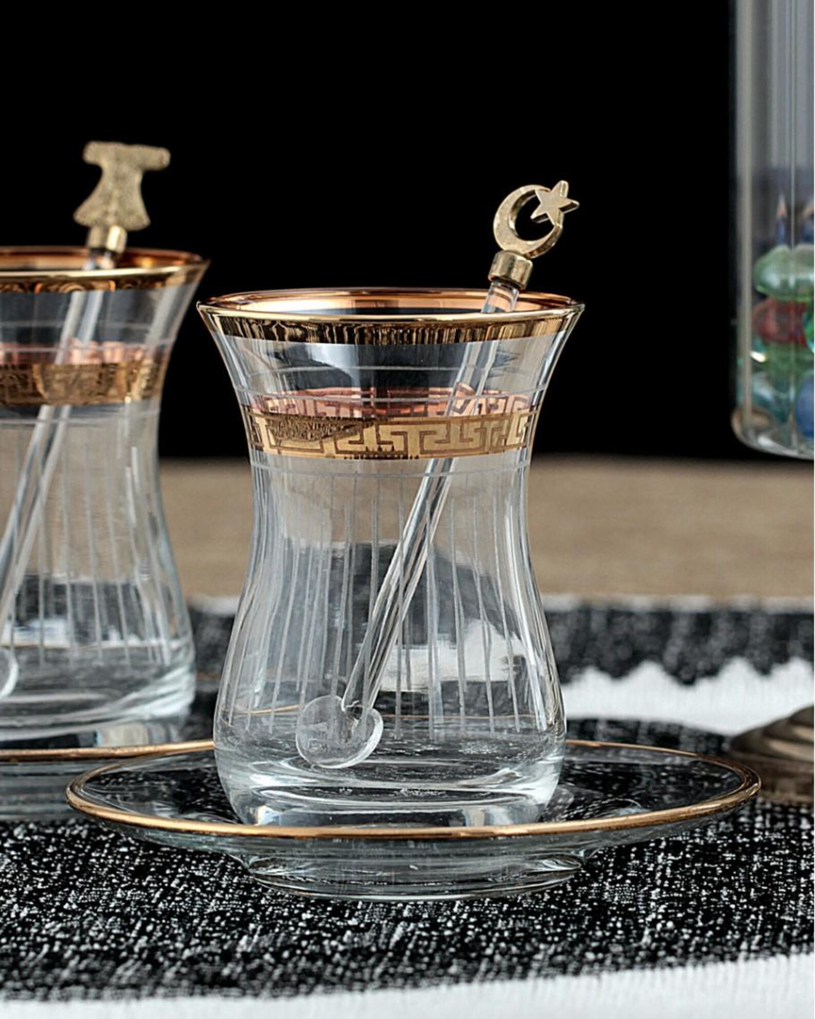 12 Pieces Turkish Tea Set (6 Cups + 6 Saucers) Tea Set - Versa Gold or ...