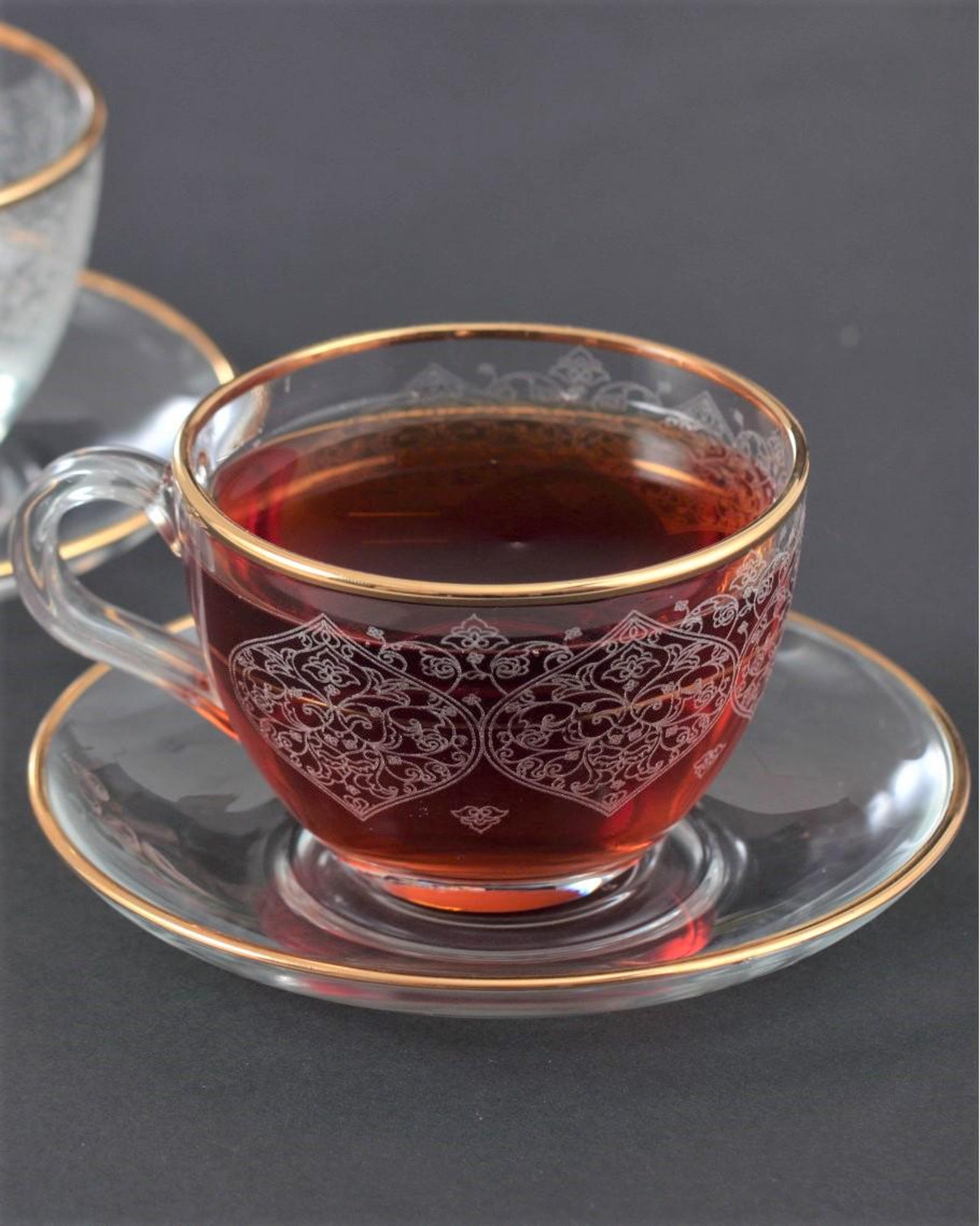 12 Pieces Large Tea Set With Handle - Rumi Gold - Etsy