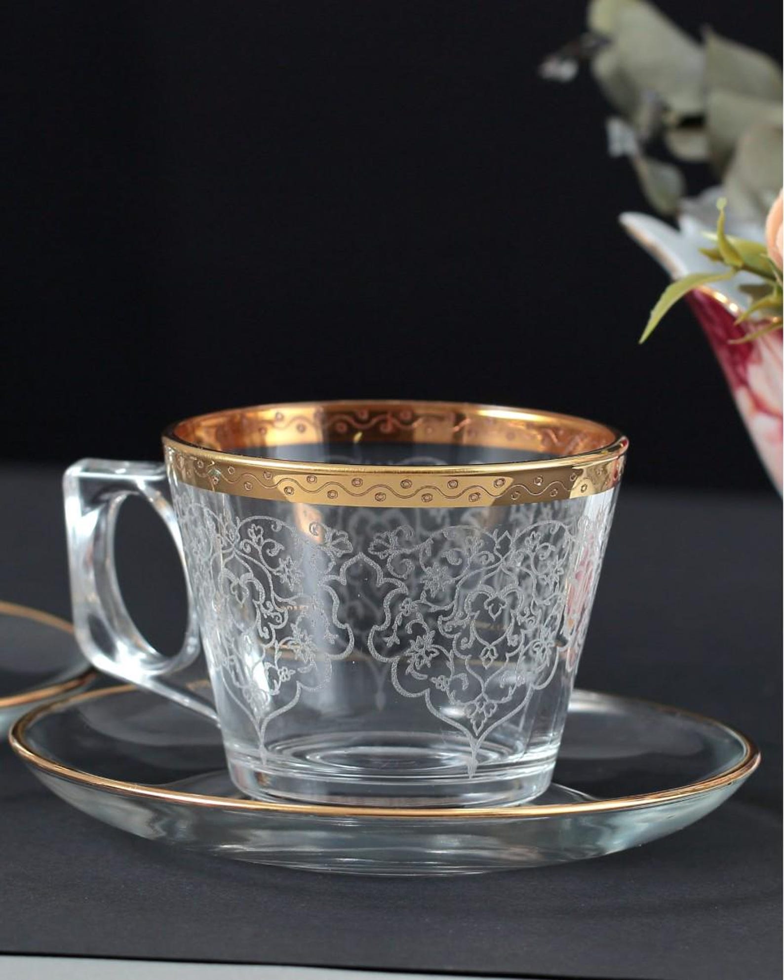 12 Pieces Large Tea Set With Handle - Shahi Gold - Etsy