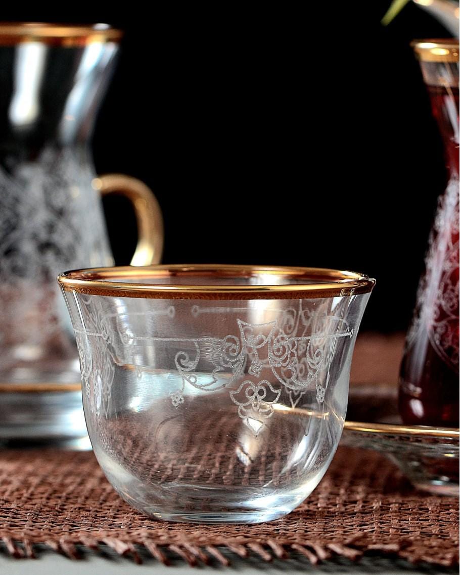 12/18 Pcs Turkish Tea and Arabic Coffee Set -rumi Gold - Etsy
