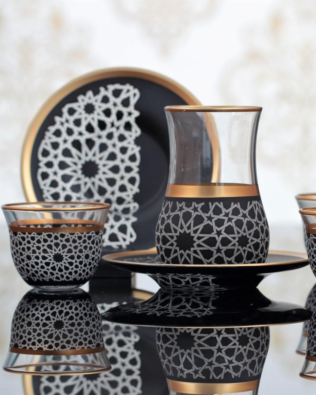 12/18 Pcs Turkish Tea Set and Arabic Coffee Set -GEO GOLD - Etsy