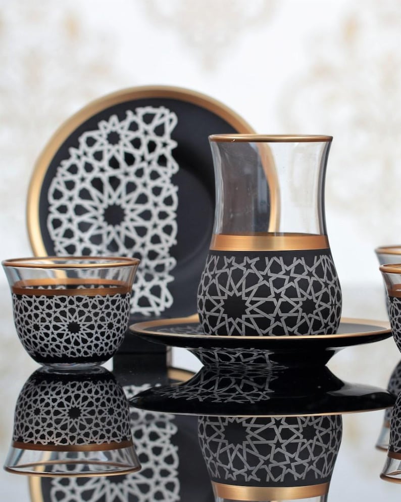 12/18 Pcs Turkish Tea Set and Arabic Coffee Set -GEO GOLD - Etsy