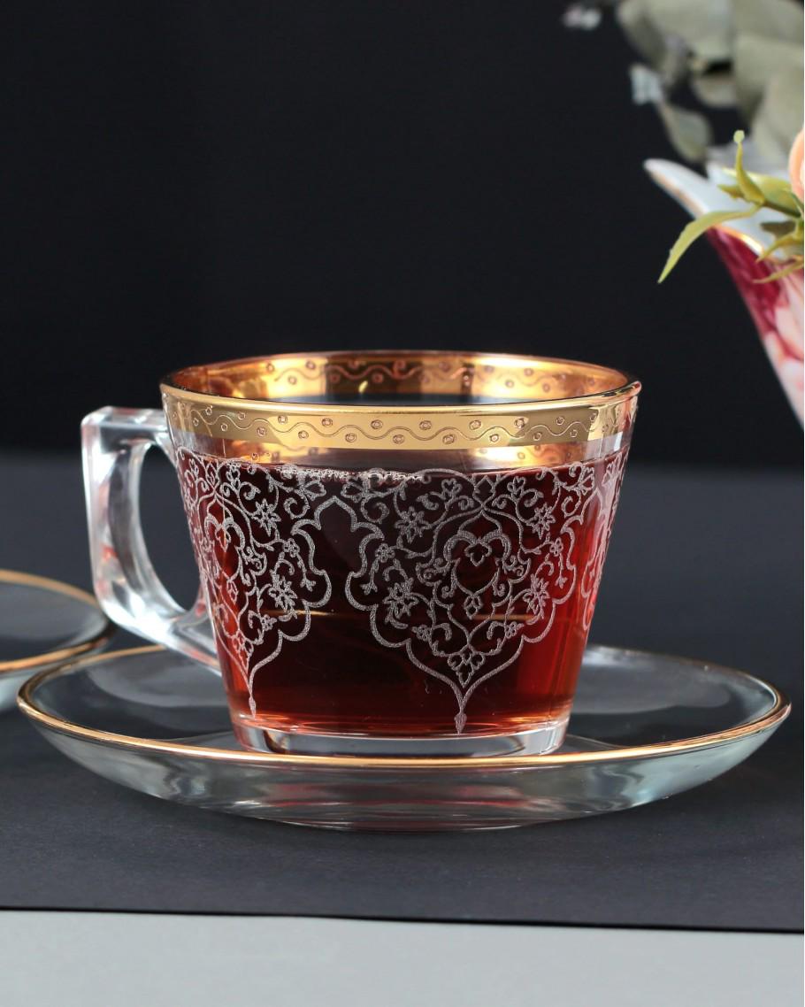 12 Pieces Large Tea Set With Handle - Shahi Gold - Etsy