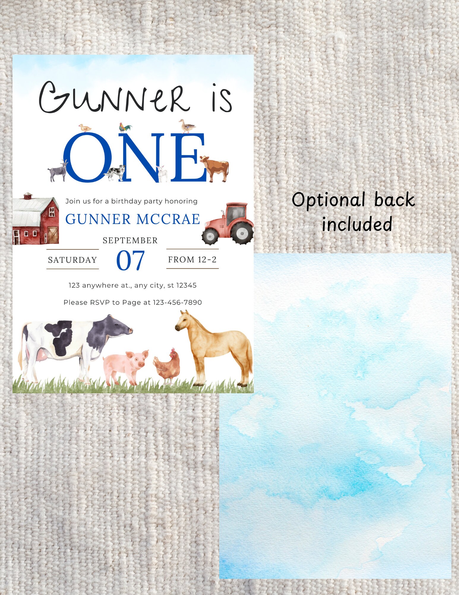 Farm Theme Birthday Invitation, Cow, Barn, Tractor, Farm Barn Animals ...