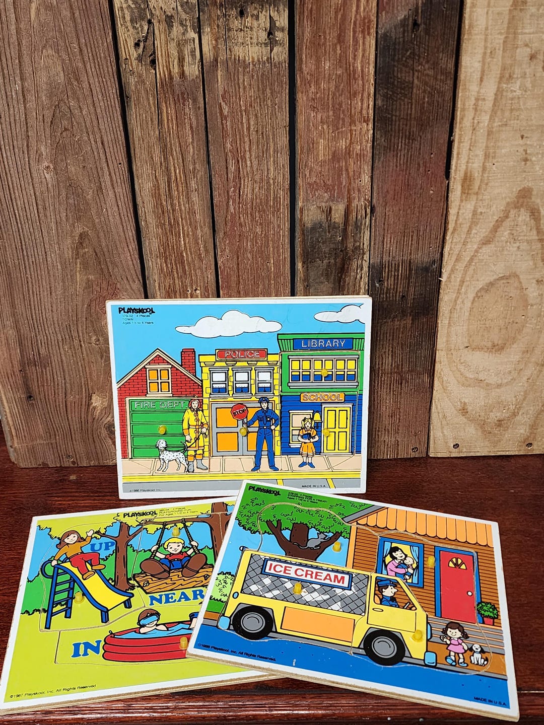 Three Vintage Playskool 4 Pc. Children's Puzzles - Etsy