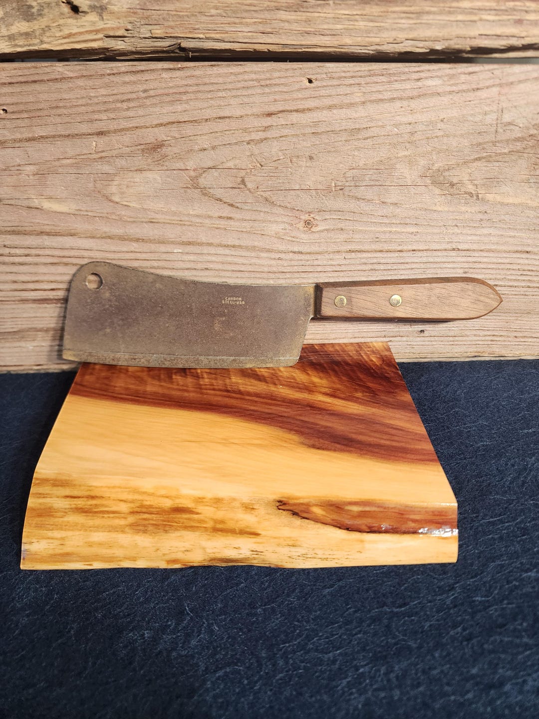 Vintage Butcher Cleaver With Wood Handle - Etsy