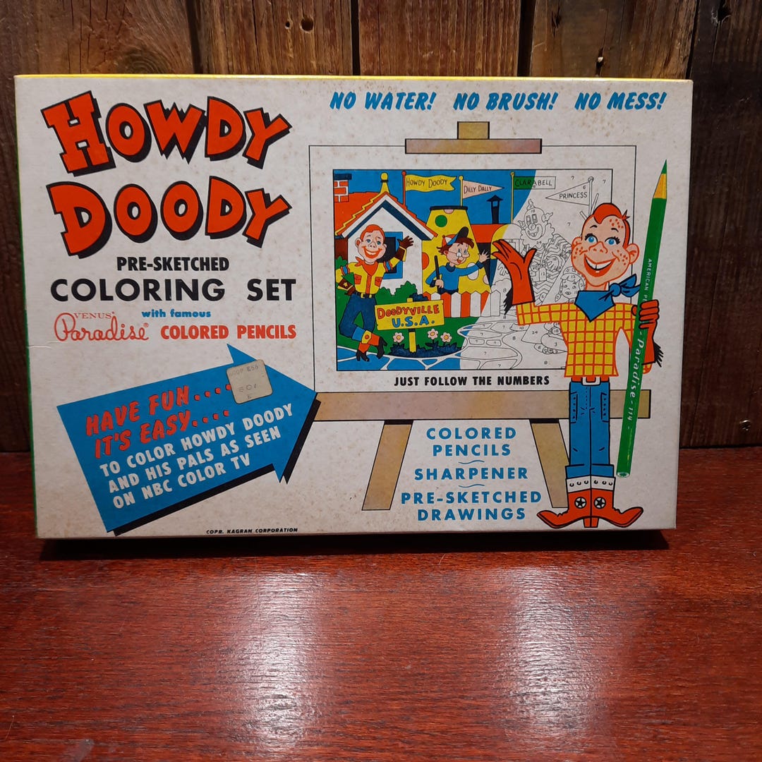 1950's Howdy Doody Pre-sketched Coloring Set, #98-H, Vintage - Etsy