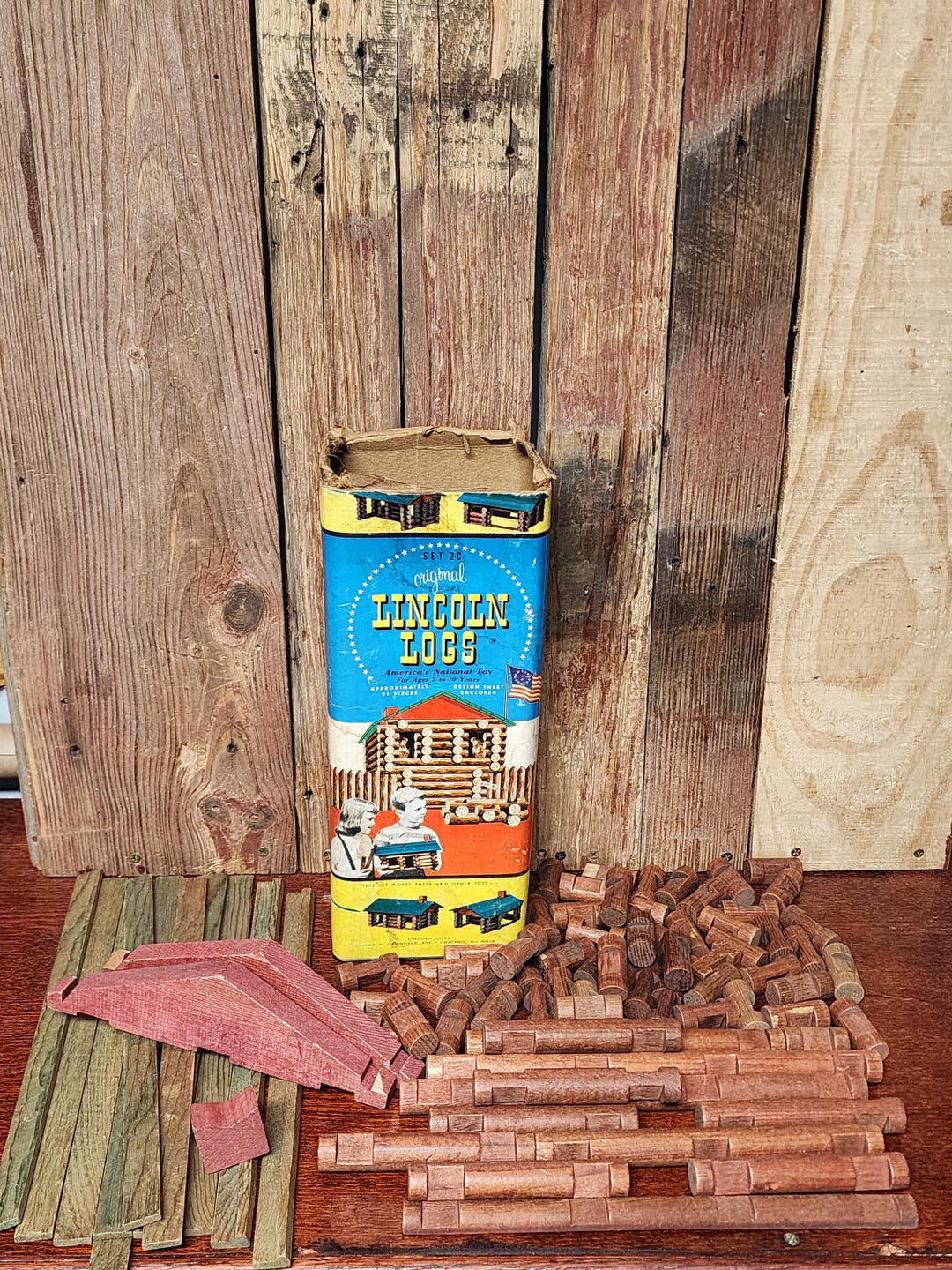 Vintage Lincoln Logs Set 2C; (no Lid) - Etsy