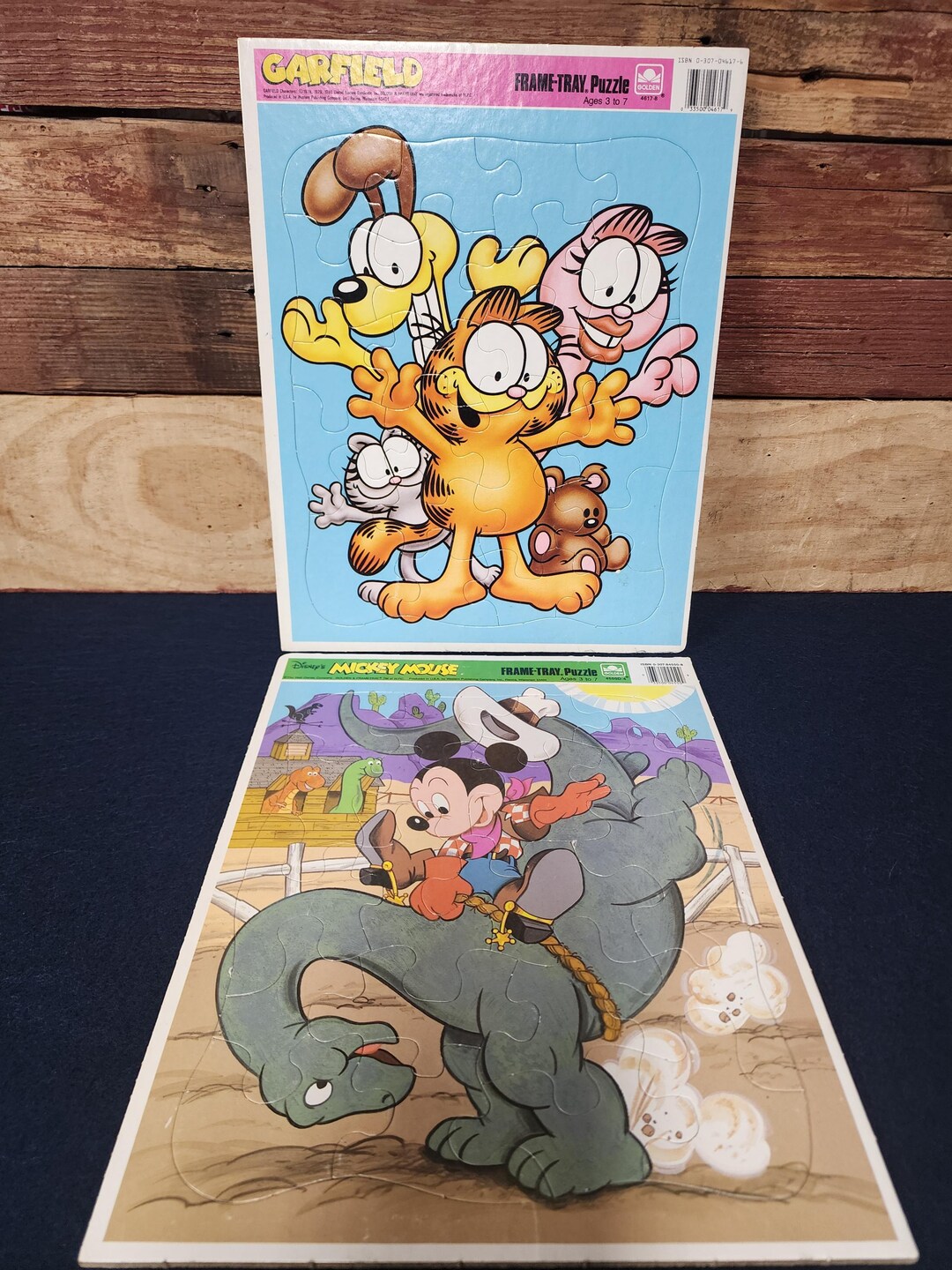 Golden Frame-tray Puzzles. Mickey Mouse and Garfield. - Etsy