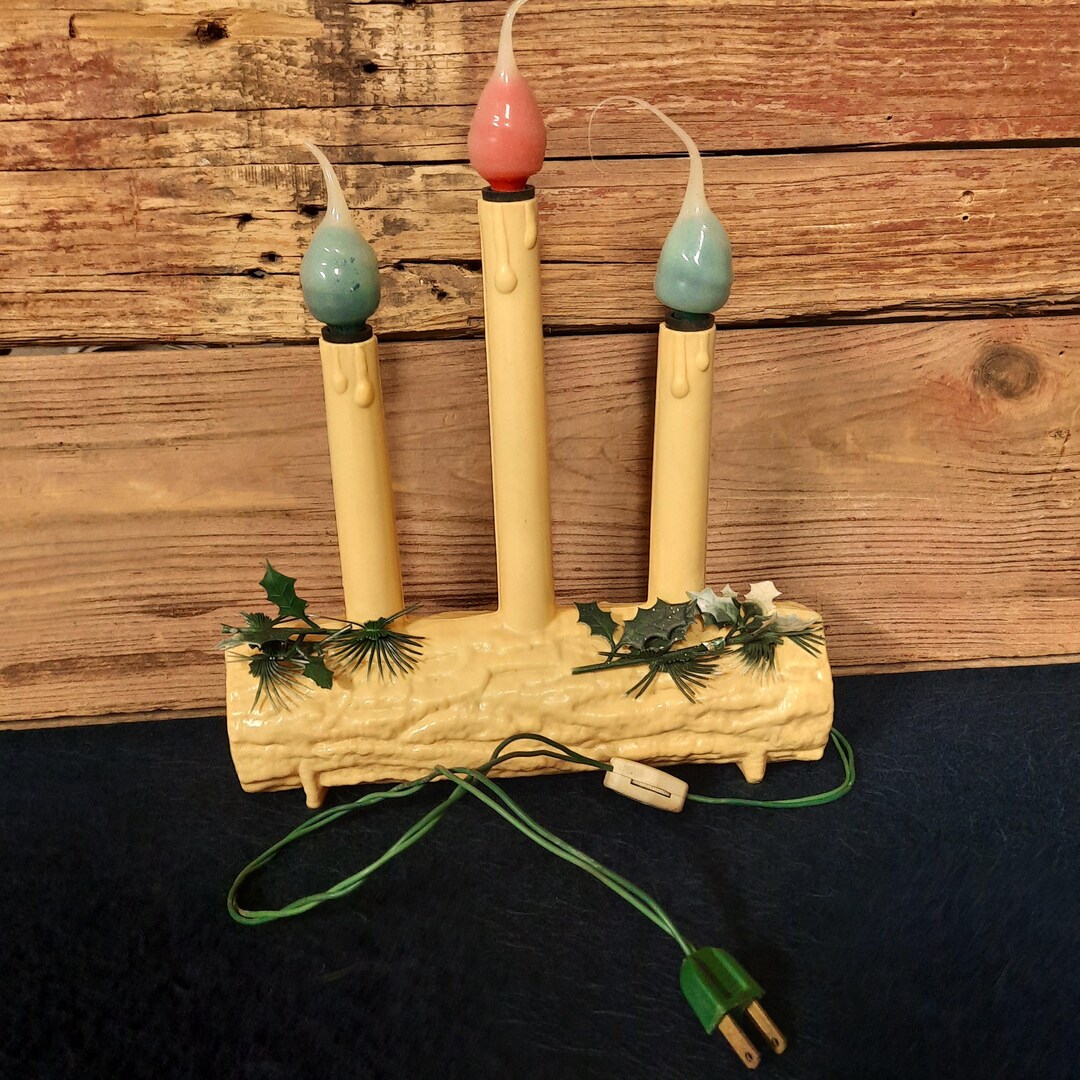 Vintage Christmas Blow Mold Yule Log - Etsy
